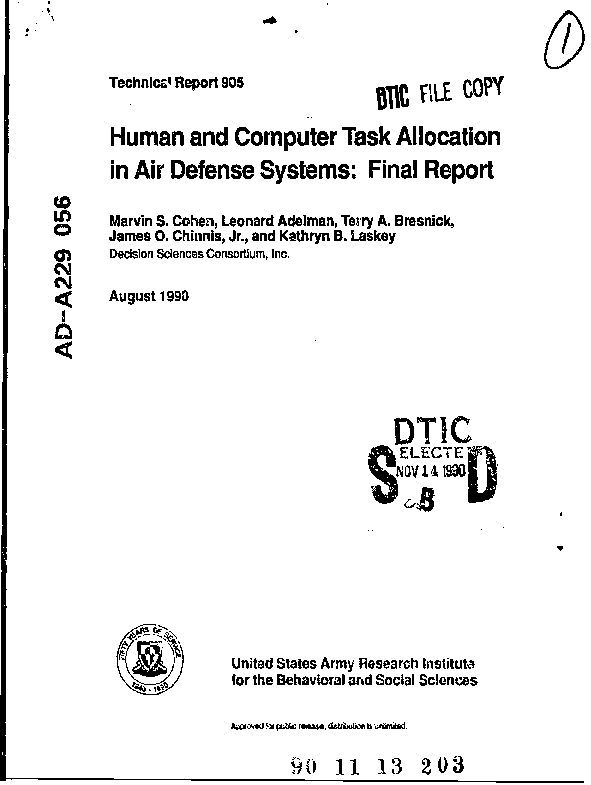 (PDF) Human and Computer Task Allocation in Air Defense Systems