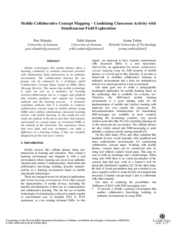 Pdf Mobile Collaborative Concept Mapping Combining Classroom