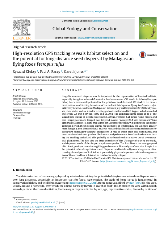 (PDF) High-resolution GPS tracking reveals habitat selection and the ...