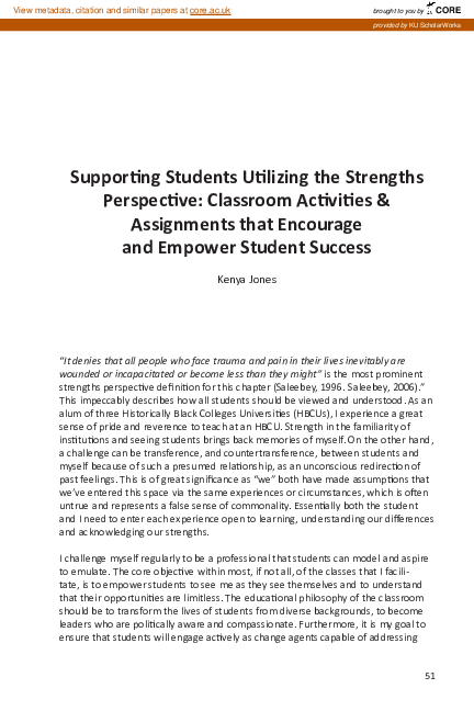 (PDF) Supporting Students Utilizing the Strengths Perspective ...