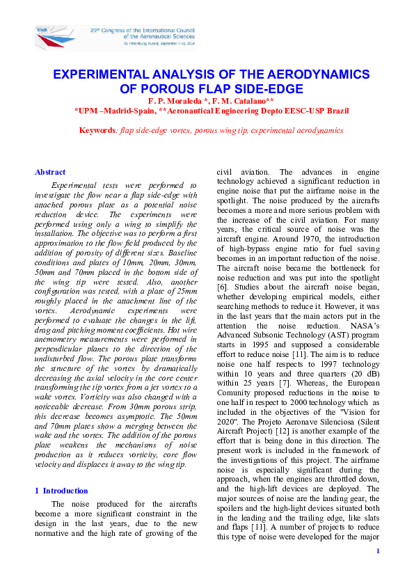 (PDF) Experimental Analysis of the Aerodynamics of Porous Flap Side-Edge for Noise Reduction