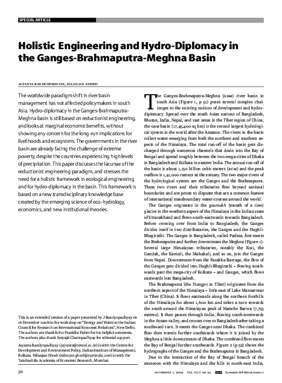 (PDF) Holistic Engineering and Hydro-diplomacy in the Ganges-Brahmaputra-Meghna Basin