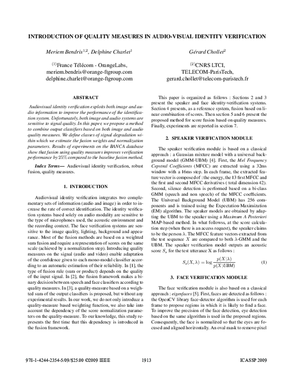 (PDF) Introduction of quality measures in audio-visual identity ...