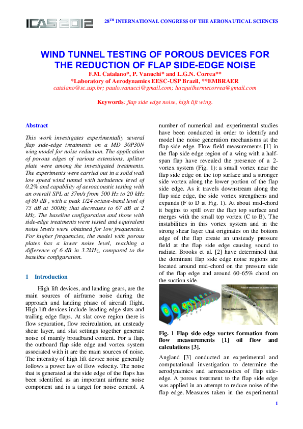 (PDF) Wind tunnel testing of porous devices for the reduction of flap ...