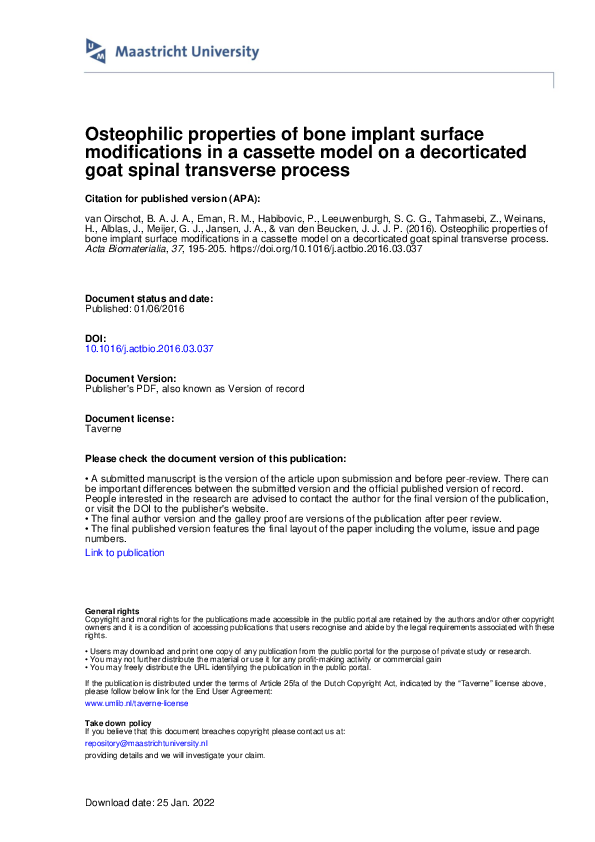 (PDF) Osteophilic properties of bone implant surface modifications in a ...