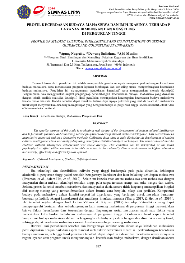 (PDF) Profil Kecerdasan Budaya Mahasiswa Dan Implikasinya Terhadap Layanan Bimbingan Dan ...
