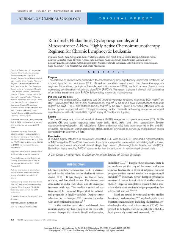 (PDF) Rituximab, Fludarabine, Cyclophosphamide, and Mitoxantrone: A New ...