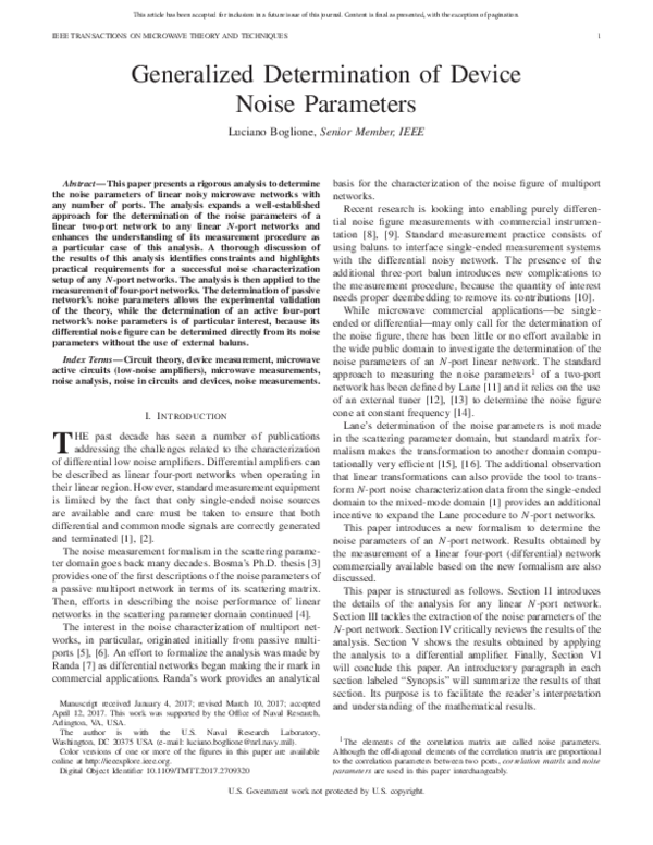 (PDF) Generalized Determination of Device Noise Parameters