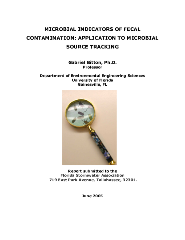 (PDF) Microbial indicators of fecal contamination: application to microbial source tracking