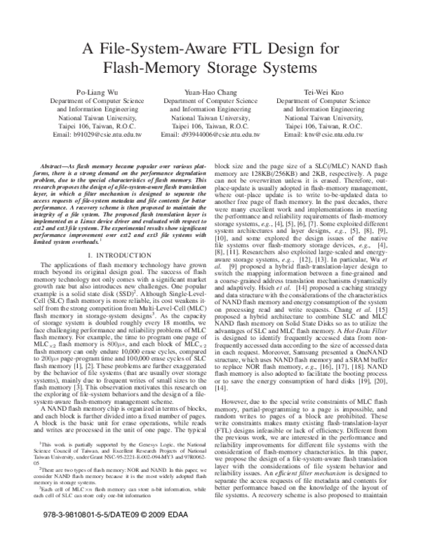 (PDF) A file-system-aware FTL design for flash-memory storage systems