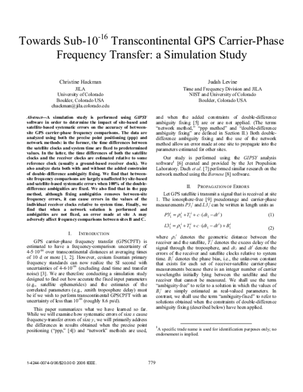 (PDF) Towards Sub10-16 Transcontinental GPS Carrier-Phase Frequency ...