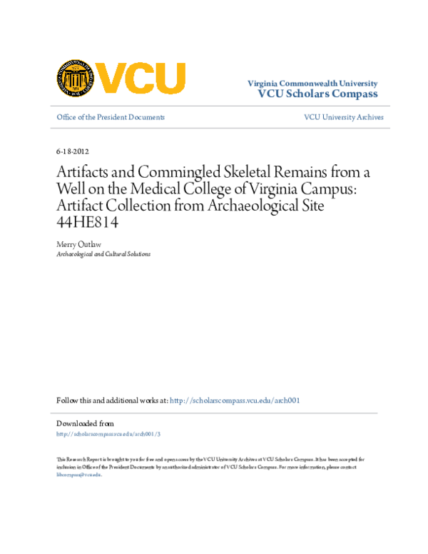 (PDF) Artifacts and Commingled Skeletal Remains from a Well on the ...
