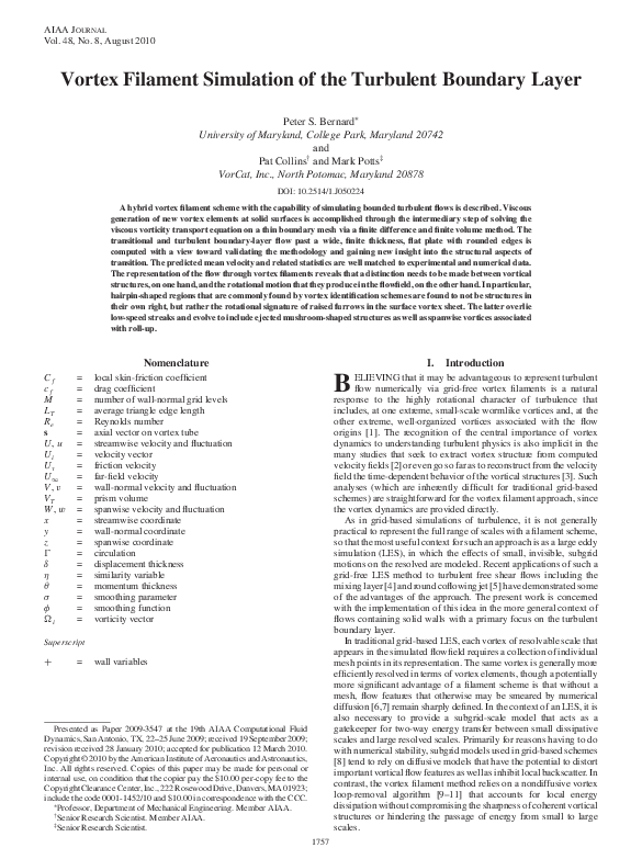 (PDF) Vortex Filament Simulation of the Turbulent Boundary Layer | Pat ... (PDF) Vortex Filament Simulation of the Turbulent Boundary Layer | Pat ...