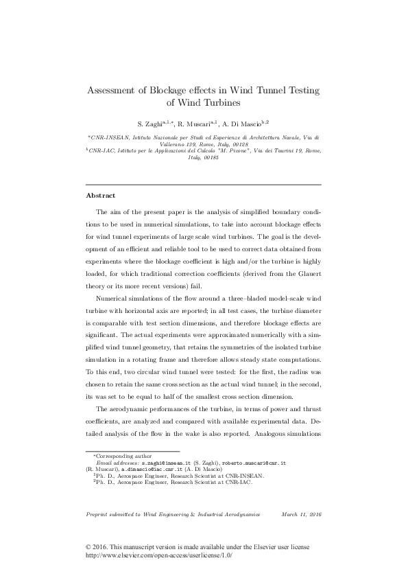 (PDF) Assessment of blockage effects in wind tunnel testing of wind ...