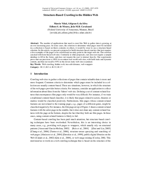 Pdf Structure Based Crawling In The Hidden Web