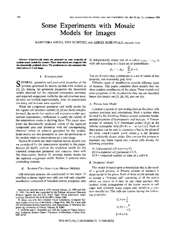 (PDF) Some Experiments with Mosaic Models for Images