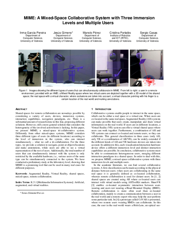 (PDF) MIME: A Mixed-Space Collaborative System with Three Immersion ...