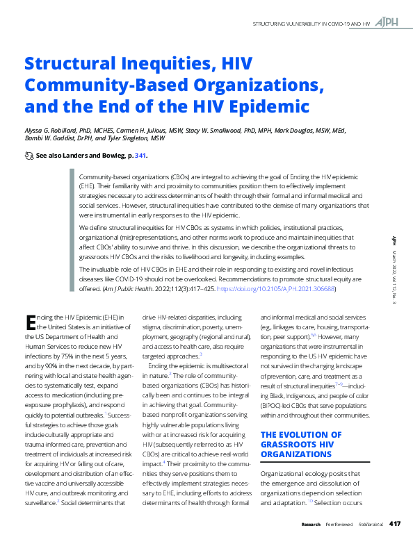 (PDF) Structural Inequities, HIV Community-Based Organizations, and the ...
