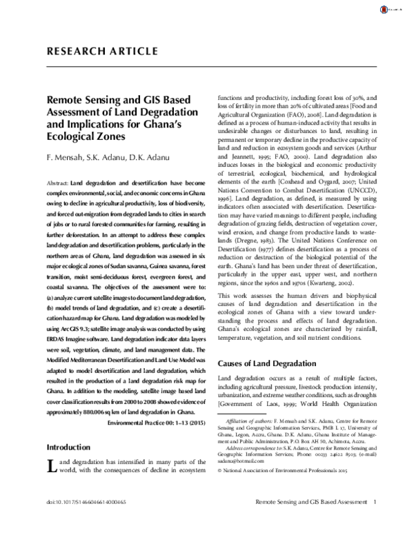 (PDF) Research Article: Remote Sensing and GIS Based Assessment of Land ...