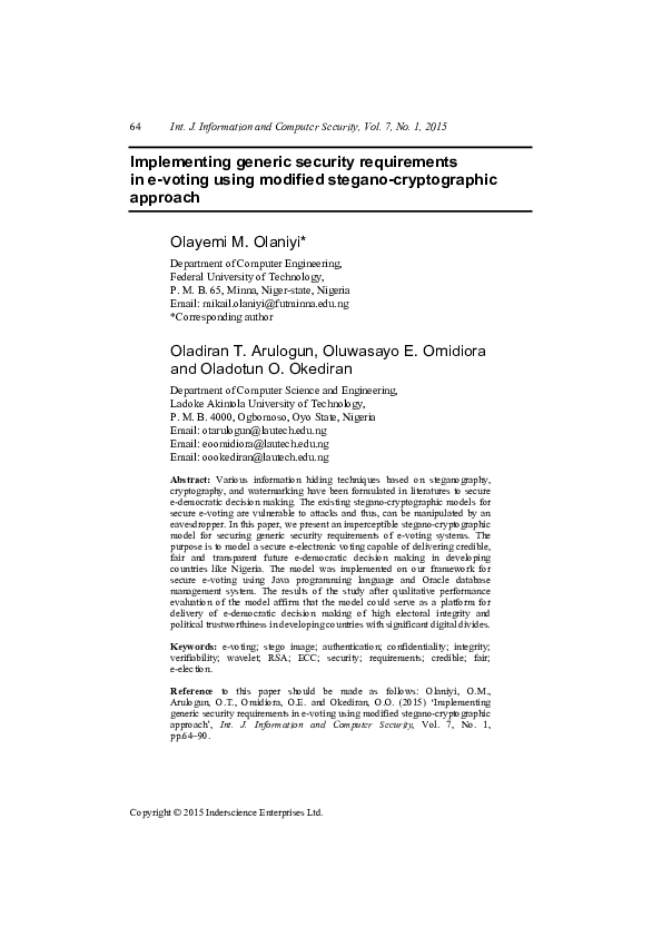 (PDF) Implementing generic security requirements in e-voting using ...