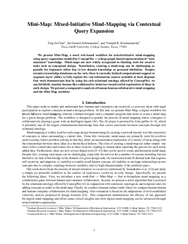 (PDF) Mini-Map: Mixed-Initiative Mind-Mapping via Contextual Query Expansion
