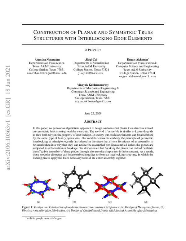 (PDF) Construction of Planar and Symmetric Truss Structures with ...