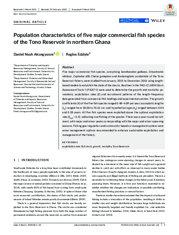 (PDF) Population characteristics of five major commercial fish species ...