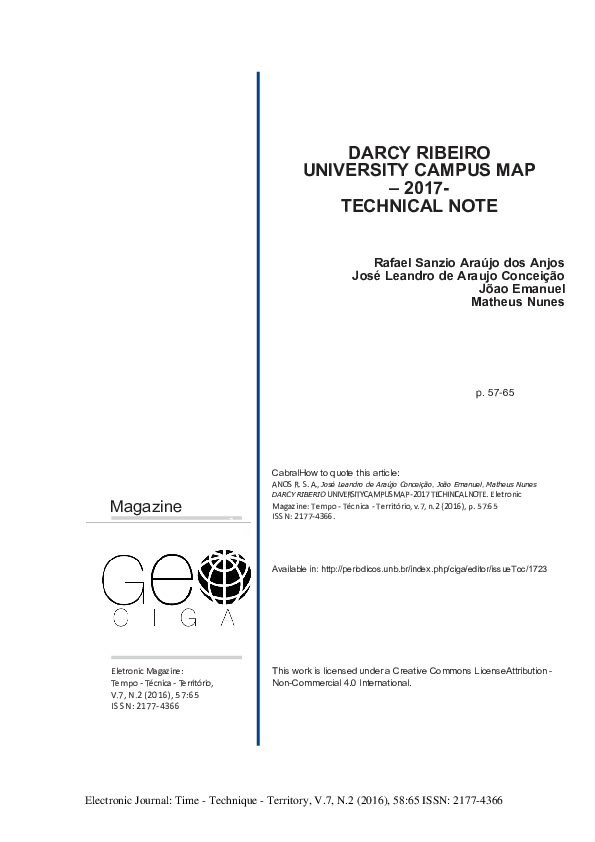 (PDF) Darcy Ribeiro University Campus Map – 2017- Technical Note