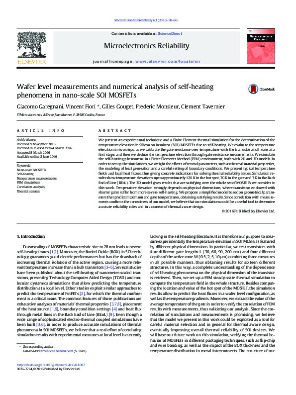 (PDF) Wafer level measurements and numerical analysis of self-heating ...