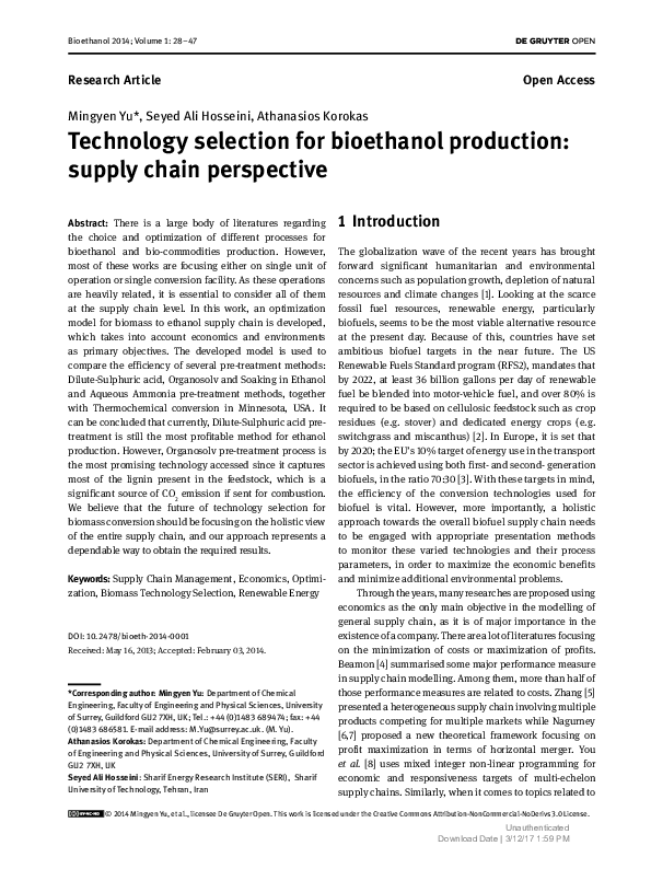 (PDF) Optimizing Bioethanol Production Methods