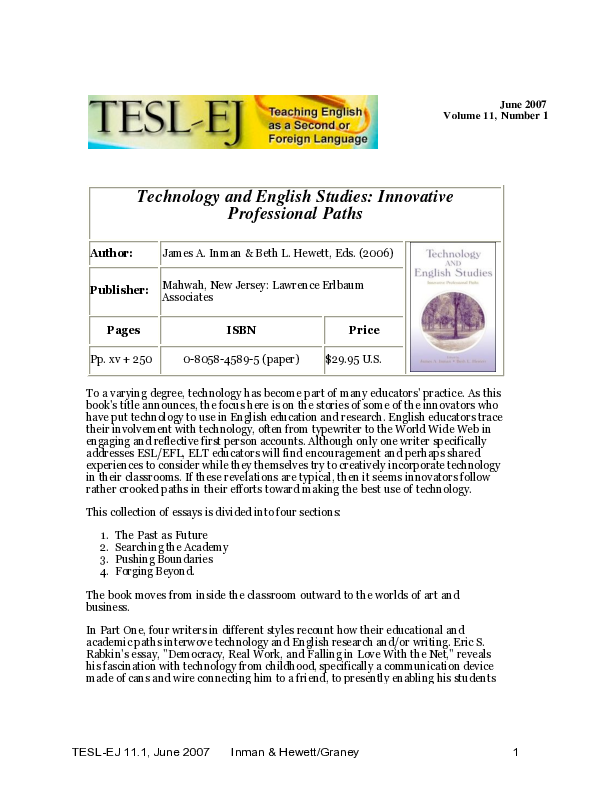 (PDF) Technology and English Studies