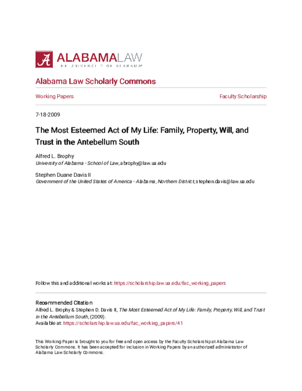 (PDF) The Most Esteemed Act of My Life: Family, Property, Will, and ...