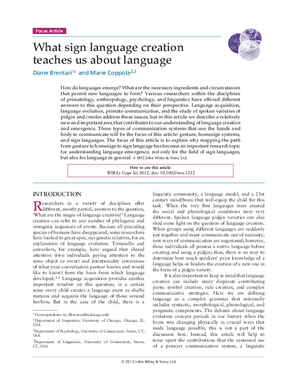 (PDF) What sign language creation teaches us about language