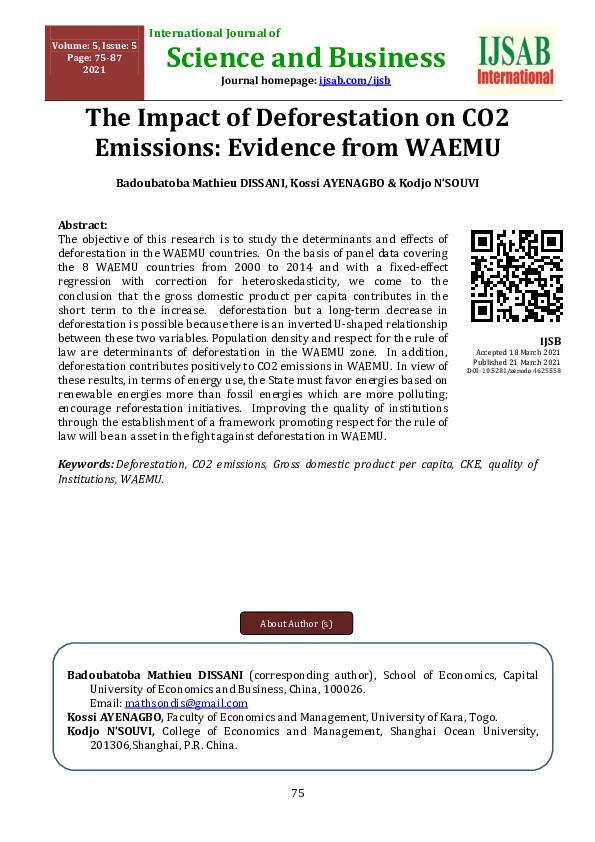 (PDF) The Impact of Deforestation on CO2 Emissions: Evidence from WAEMU