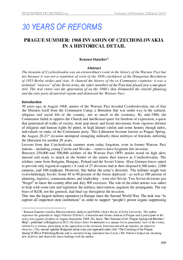 (PDF) Prague Summer: 1968 Invasion of Czechoslovakia in a Historical Detail | Krassen Stanchev ...