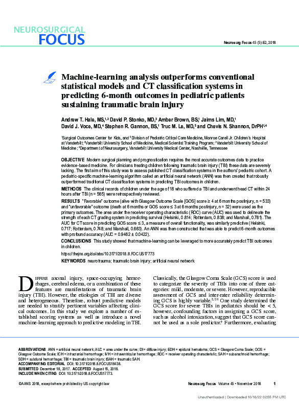 (PDF) Machine-learning analysis outperforms conventional statistical models and CT ...