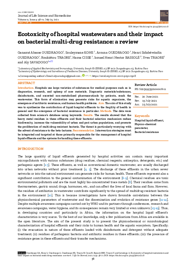 (PDF) Ecotoxicity of hospital wastewaters and their impact on bacterial ...