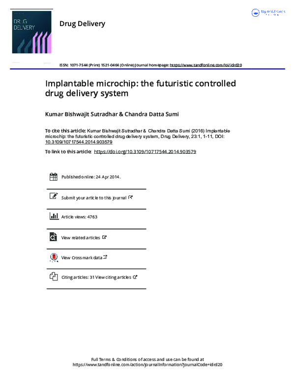 (PDF) Implantable microchip: the futuristic controlled drug delivery system
