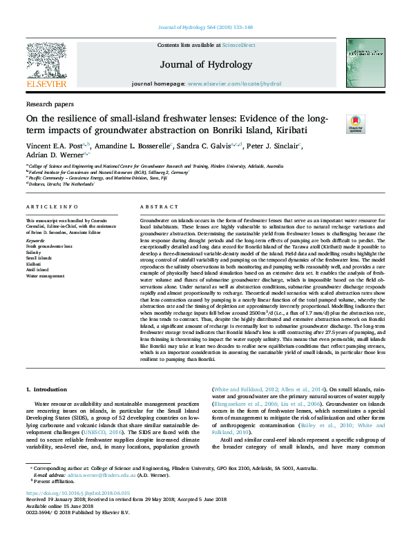 (PDF) On the resilience of small-island freshwater lenses: Evidence of ...