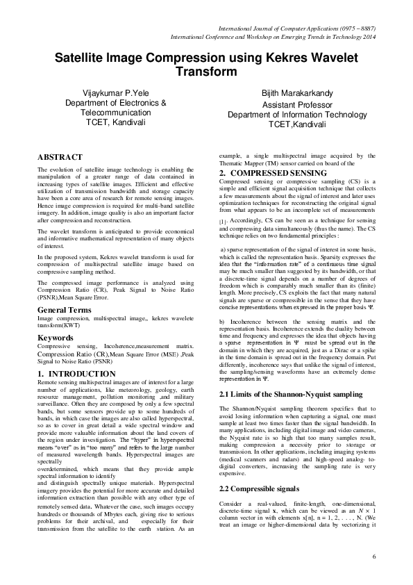 (PDF) Satellite Image Compression using Kekre Wavelet Transform