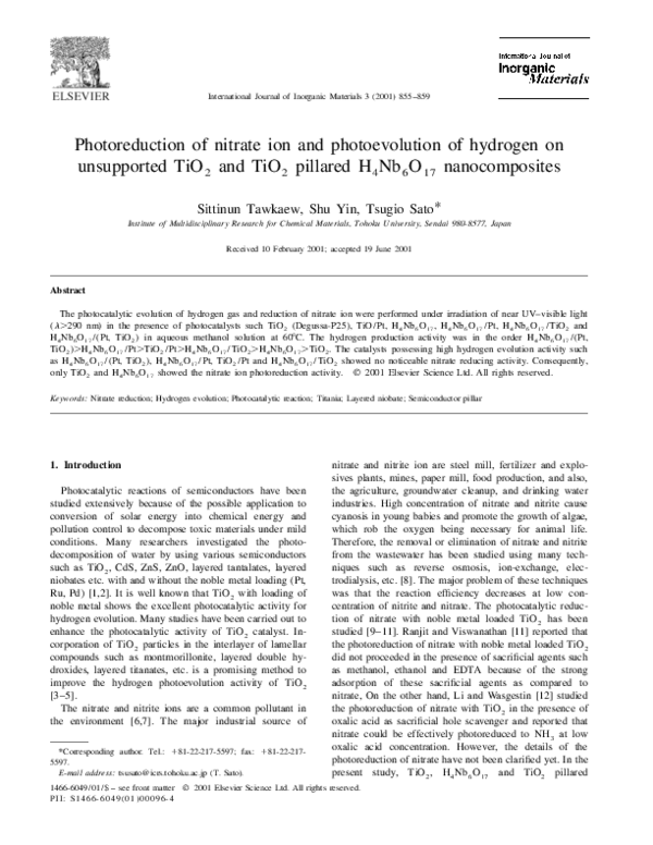 (PDF) Photoreduction of nitrate ion and photoevolution of hydrogen on ...