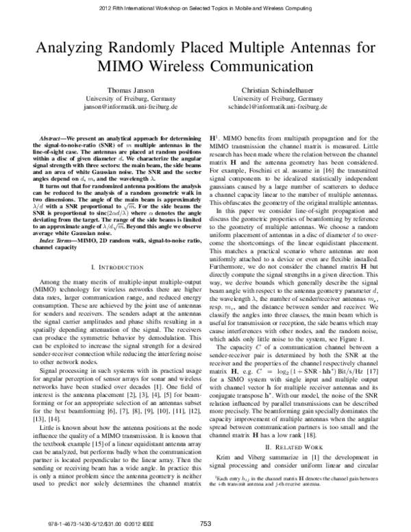 (PDF) Analyzing randomly placed multiple antennas for MIMO wireless communication