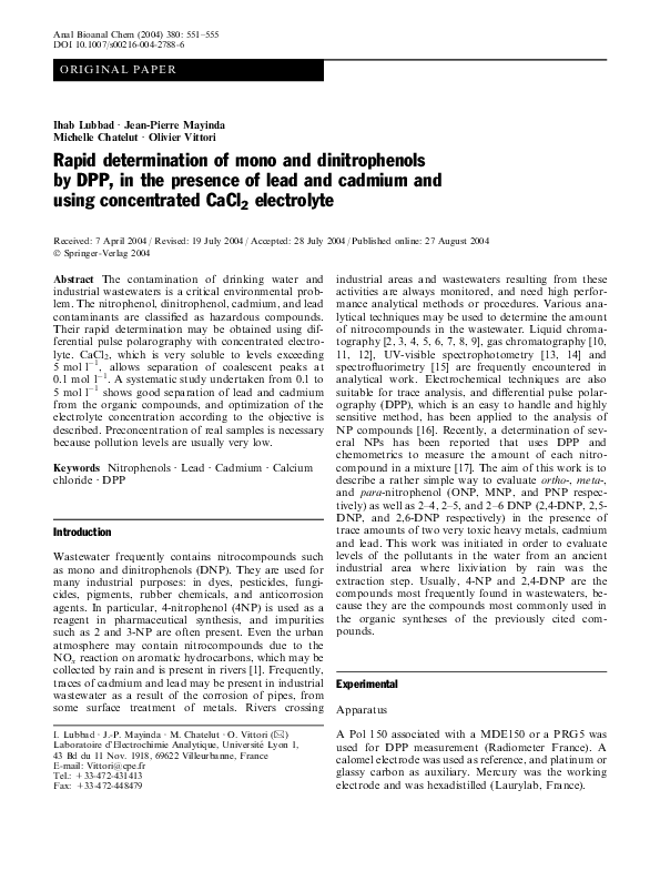 (PDF) Rapid determination of mono and dinitrophenols by DPP, in the ...
