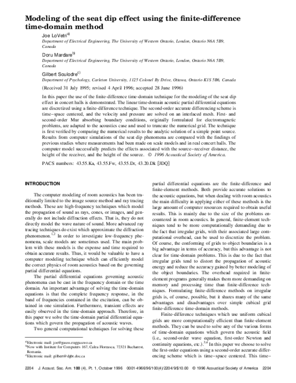 Pdf Modeling Of The Seat Dip Effect Using The Finite‐difference Time‐domain Method