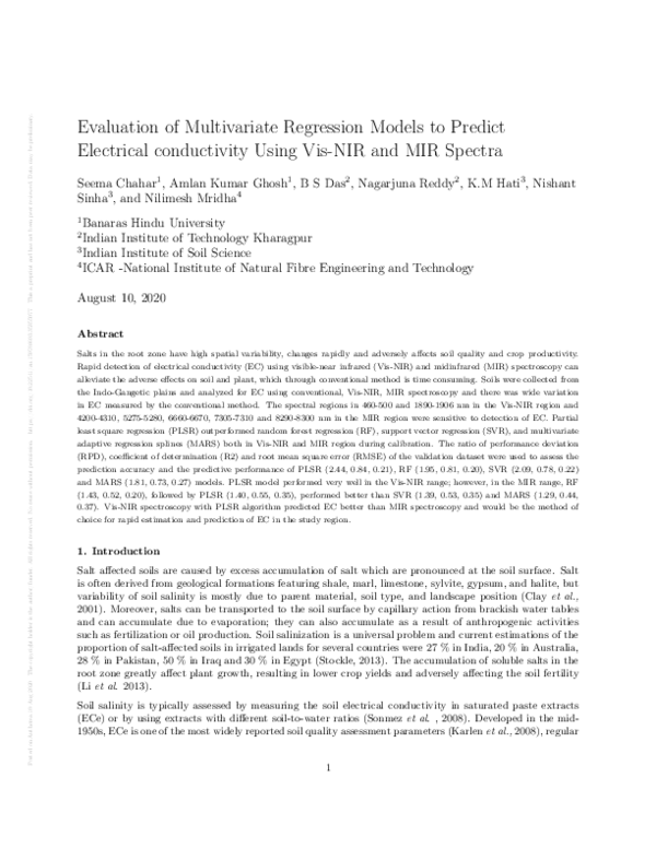 Pdf Evaluation Of Multivariate Regression Models To Predict