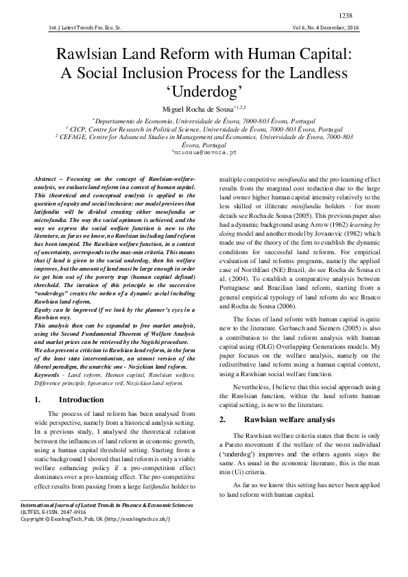 (PDF) Rawlsian Land Reform with Human Capital: A Social Inclusion ...