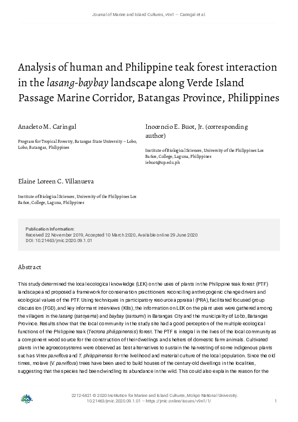 (PDF) Analysis of human and Philippine teak forest interaction in the ...