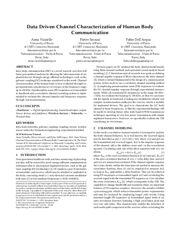 (PDF) Data driven channel characterization of human body communication