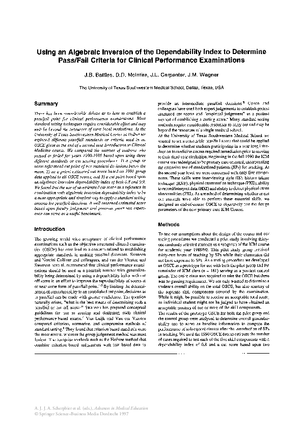 (PDF) Using an Algebraic Inversion of the Dependability Index to ...