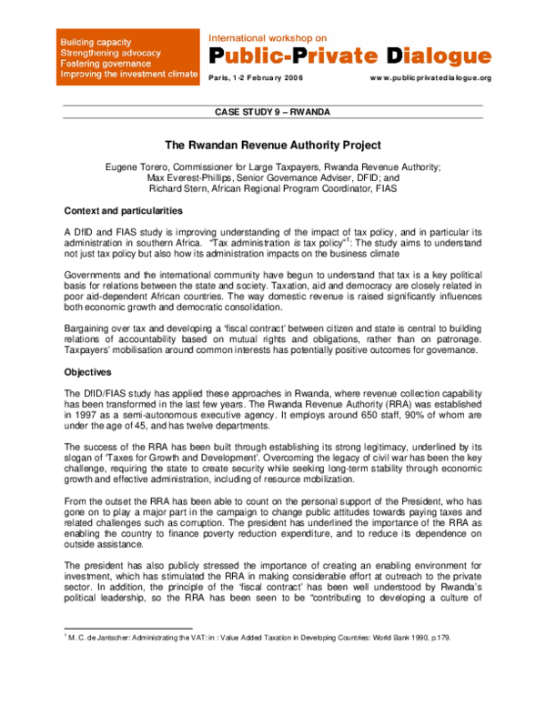 (PDF) The Rwandan Revenue Authority Project